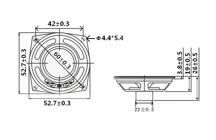 2 Inch Square Speaker Driver for Mini Multimedia 3W 4 Ohm