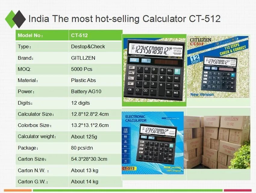 Hot Selling 12 Digits 112 Steps Check And Correct Desktop Ct 512 Calculator - Buy 512 Calculator ...