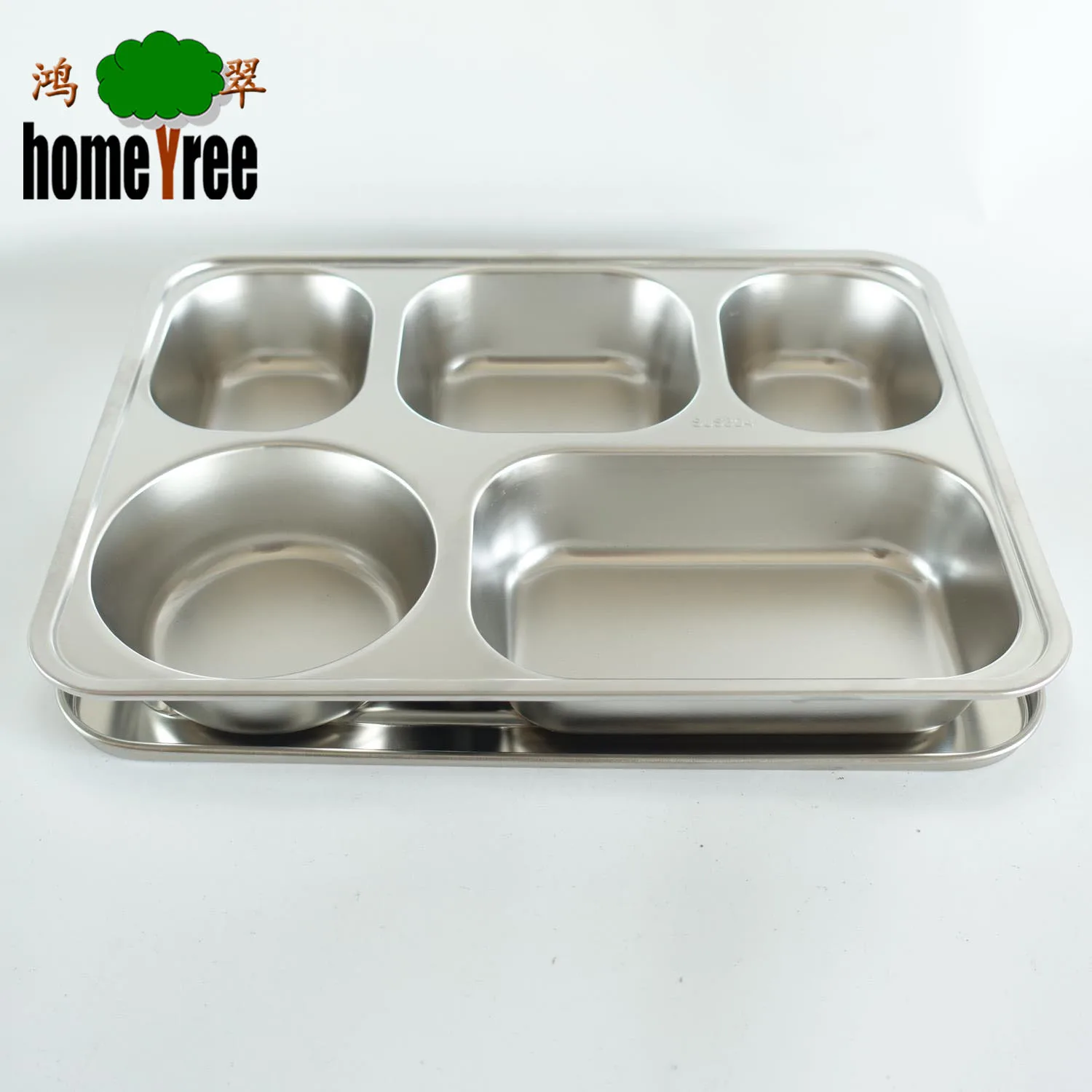 5 Compartment 304 Stainless Steel Fast Food Tray With Ss Lid - Buy ...