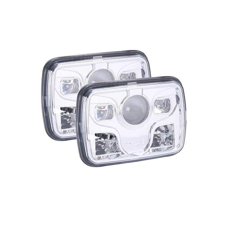 Black Chrome Led Headlight Square Sealed Beam Motorcycle Headlight ...