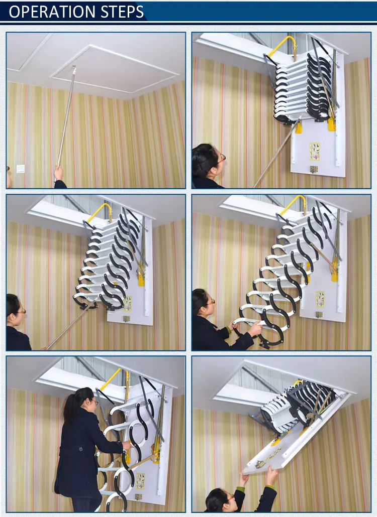 Saving Space Scissor Loft Ladder Ceiling Hatch Access Pull Down Attic ...