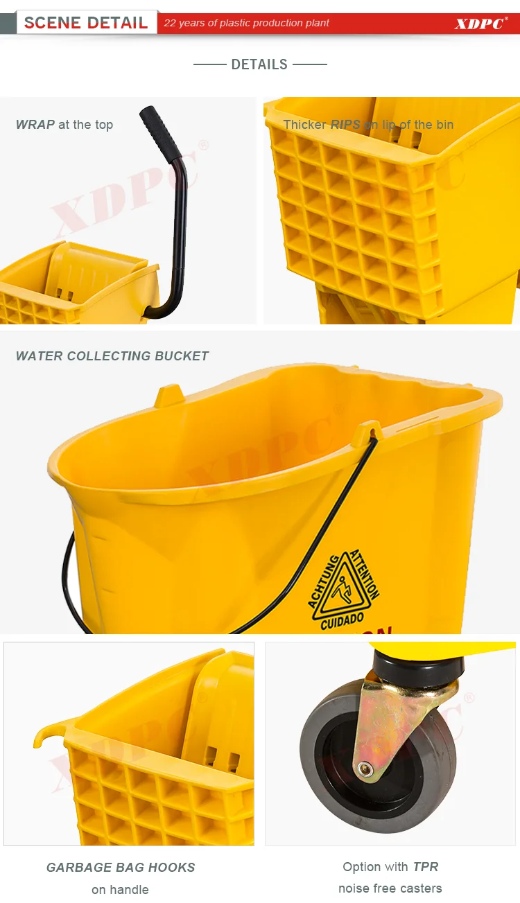 28L & 36L Plastic Cleaning Squeeze Mop Bucket with Wringer