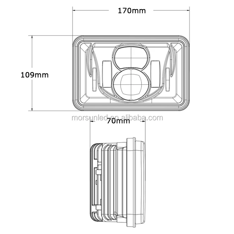 4x6" Led Square Headlight For Conversion W/ For Peterbilt Freightliner ...