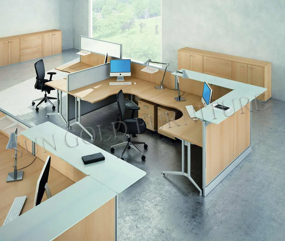 Simple Design Metal Frame Office Furniture Customized 3 Person Office ...