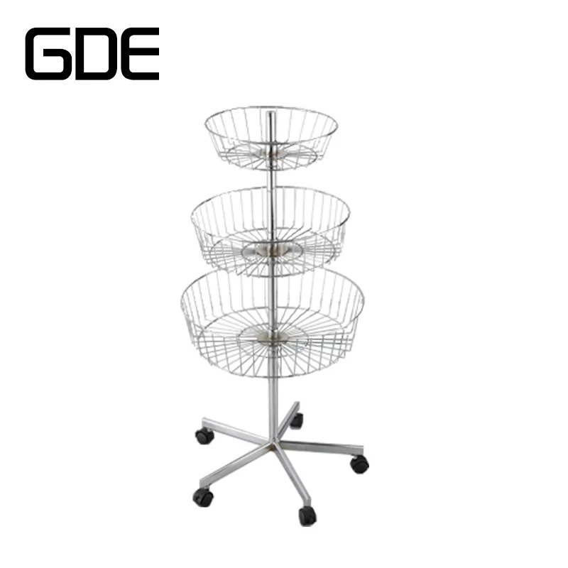 Chrome Metal Movable Super Market Display Stand/display Basket 3 Layers ...