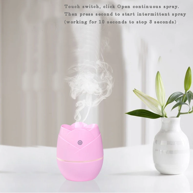 Rose Flower Air Humidifier 80ml Usb Mini Creative Ultrasonic Cool Mist ...