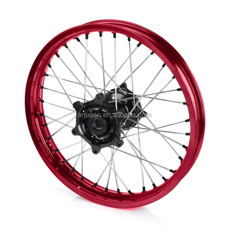 Front 21 Rear 19 Inch Motorcycle Complete Red Wheel Rims Black Hub Fit ...