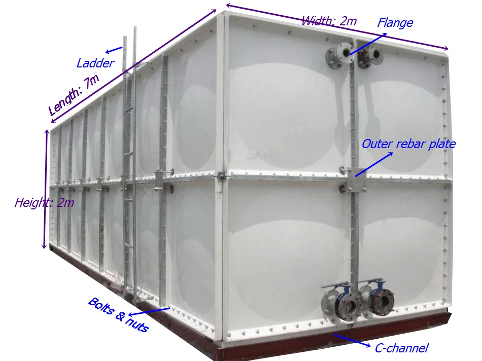 Assembled 100000 Liter GRP FRP Sectional Water Storage Tank