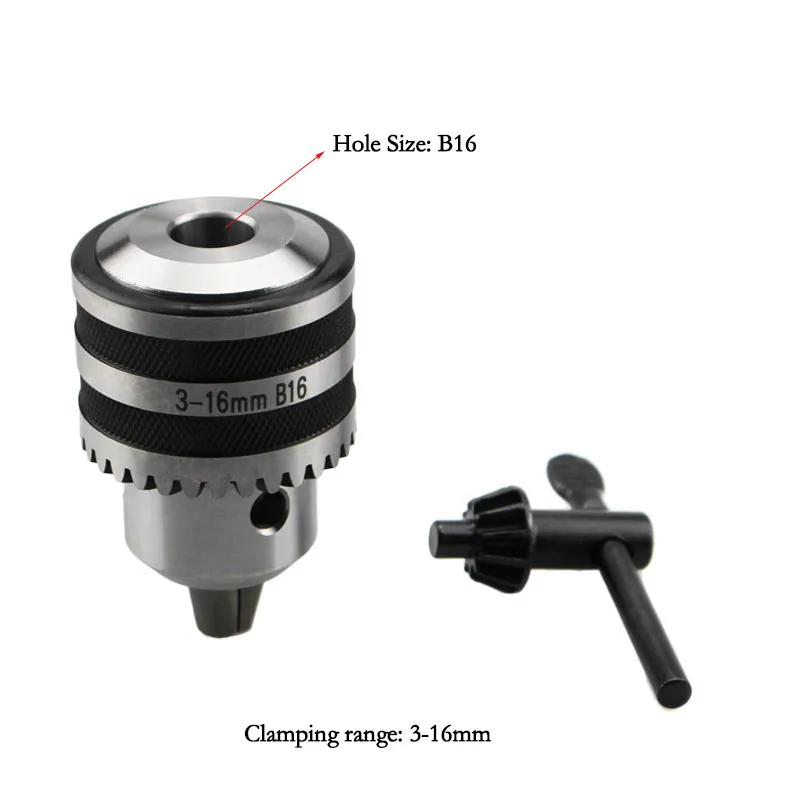Heavy Duty 3-16mm Drill Chuck Taper Mount B16 With Key - Buy Drill ...