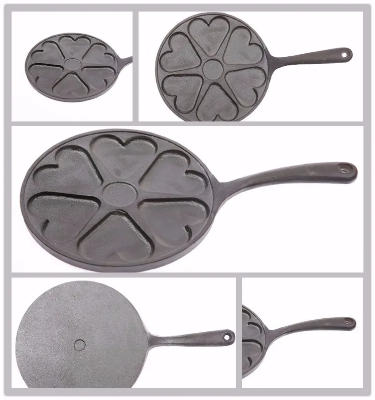 Non Stick Heart Shaped Baking Pans Cast Iron Pancake Maker Baking Mould ...