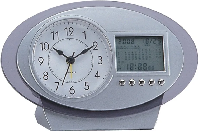 Table Analog Alarm Clock With Digital Temperature - Buy Analog Clock ...