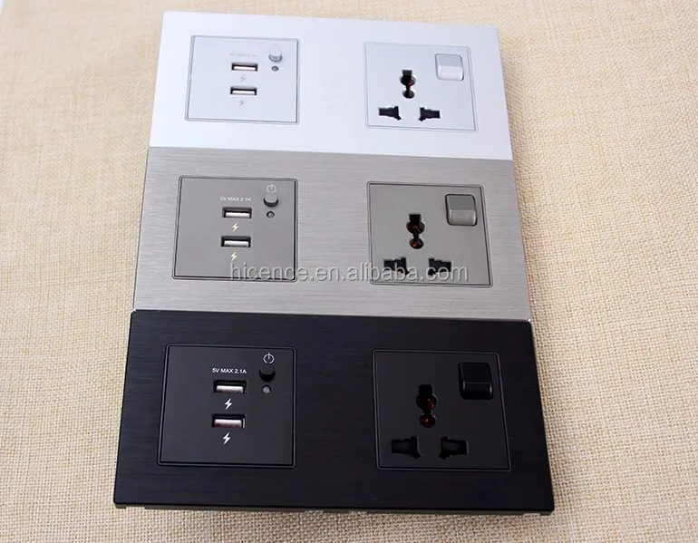 Hotel USB Socket with Brushed Aluminium Panel - Durable & Stylish