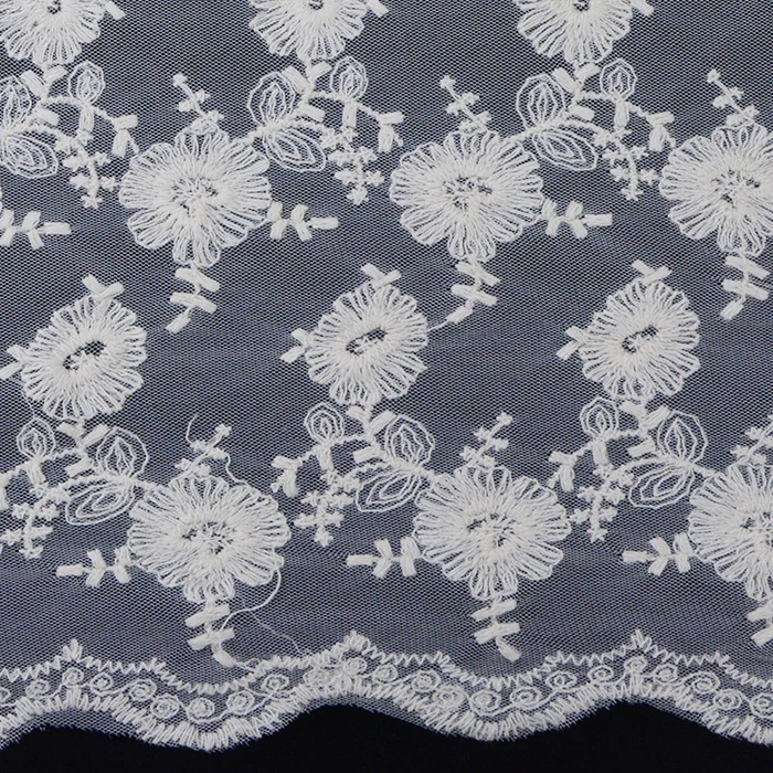 Retro Design Lvory Cotton Mesh Lace Fabric Lace Vintage Embroidered ...