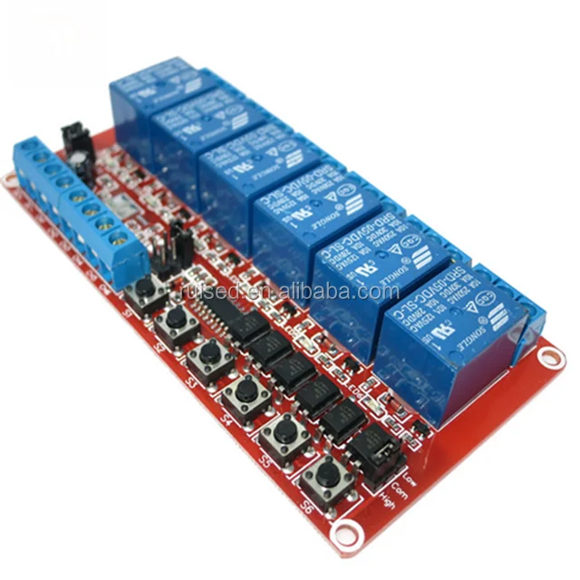 6 Channel 5v Dc Relay Module Key Interlock Switch Self-locking High And ...