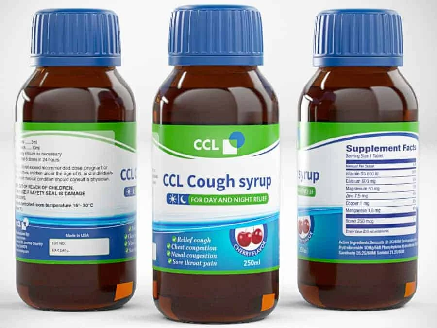 Cheap Custom Making Vial Cough Syrup Label Sticker