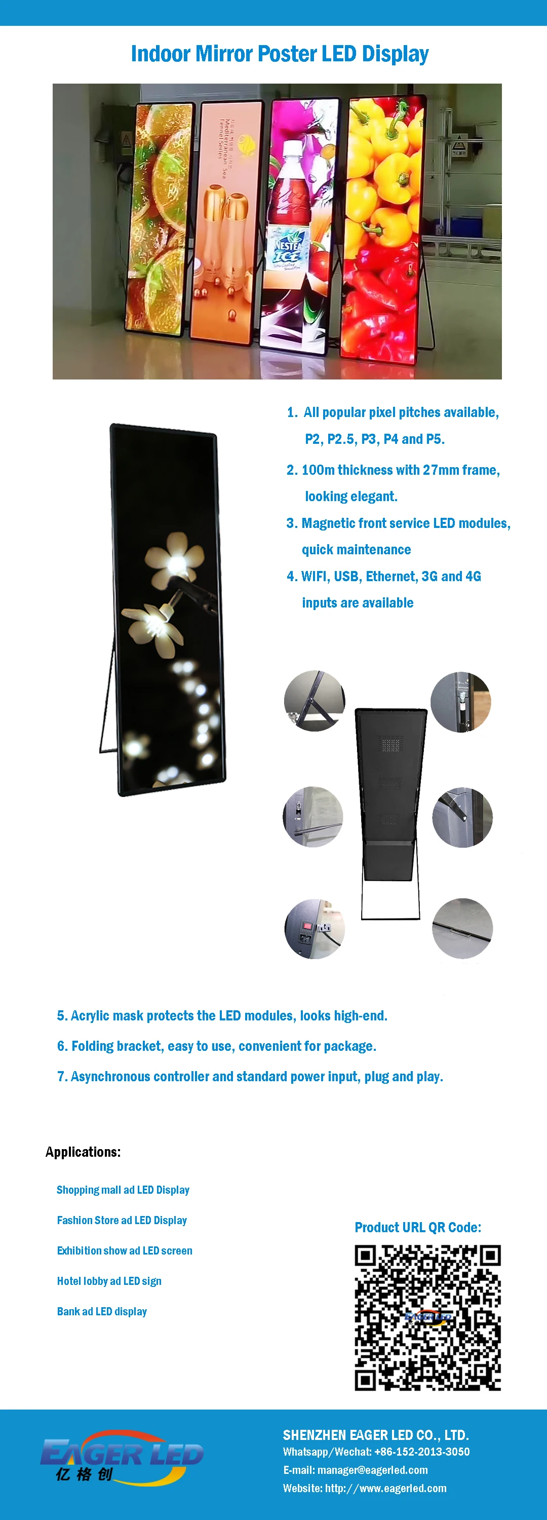 Indoor P2 P2.5 P3 HD Portable Mobile Advertising Poster LED Screen ...