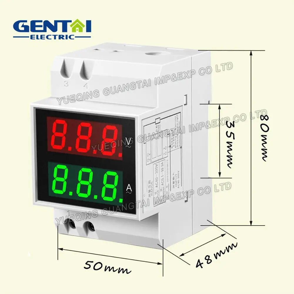 High Quality Gt-av02 Two Phase Din Rail Digital Panel Voltmeter Ammeter ...