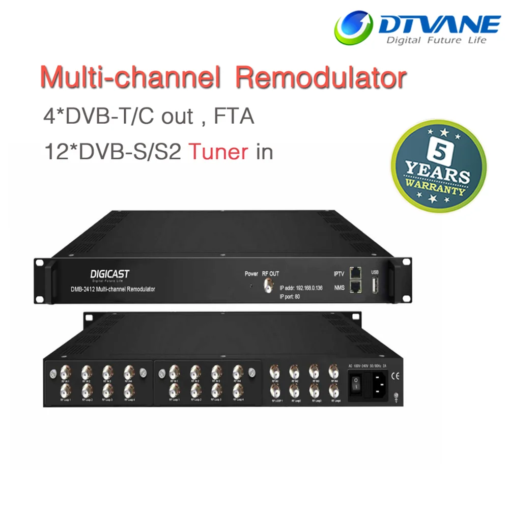 Multi-channel Remodulator DVB-S/S2 to DVB-T DVB-C Modulator for Hotel ...