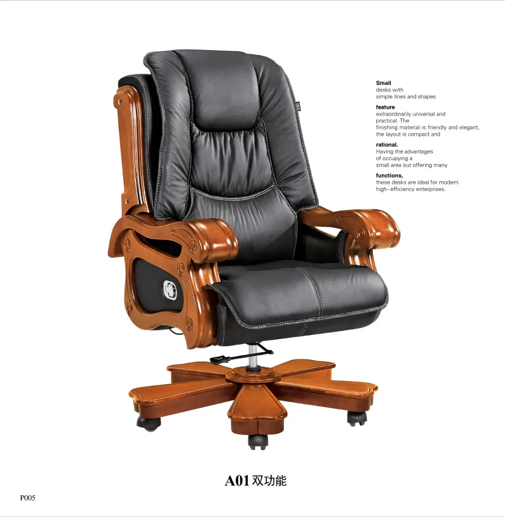 CEO Solid Wood Leather Executive Office Chair