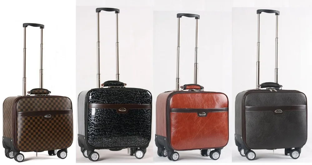 17" Waterproof PU Leather Pilot Boarding Luggage Case