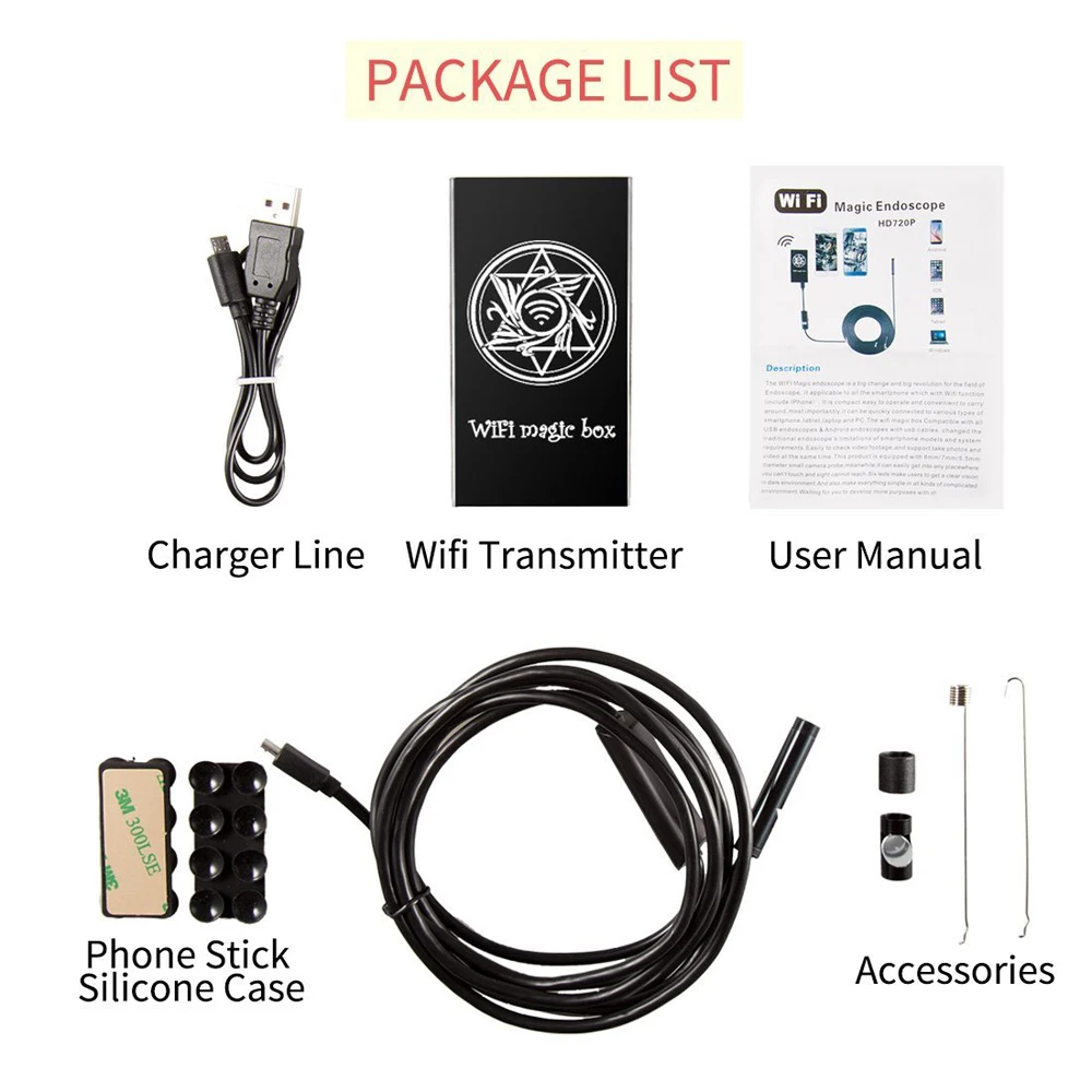 Wifi Endoscope Ip68 Waterproof Wireless Borescope Inspection Camera ...