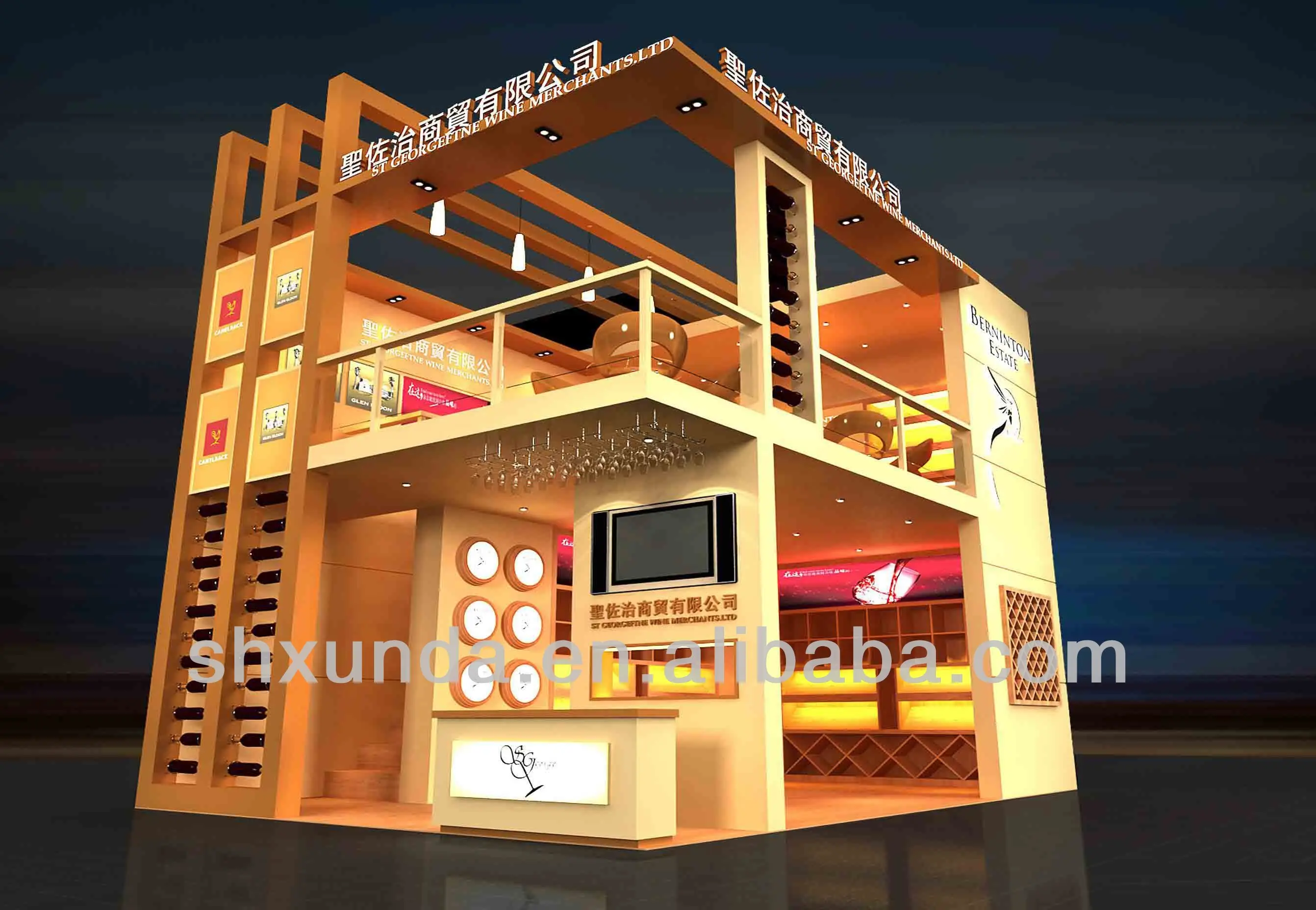 7m*5m Two Sides Open Red Wine Trade Show Booth Contractor - Buy Red ...