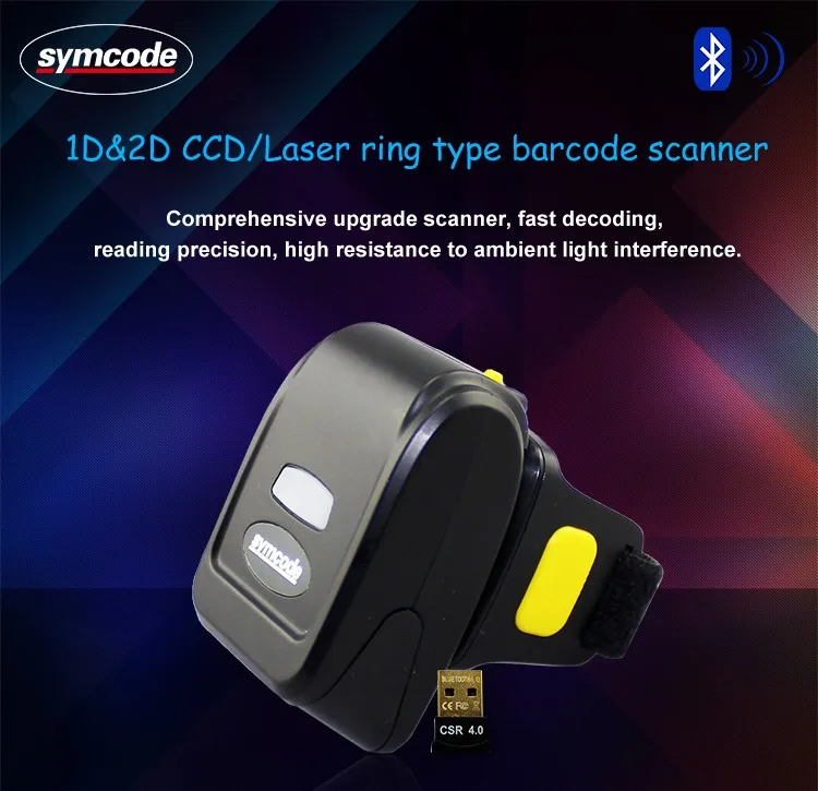 Mini Wireless Barcode Scanner Portable Barcode Ring Scanner Outdoor 2d ...