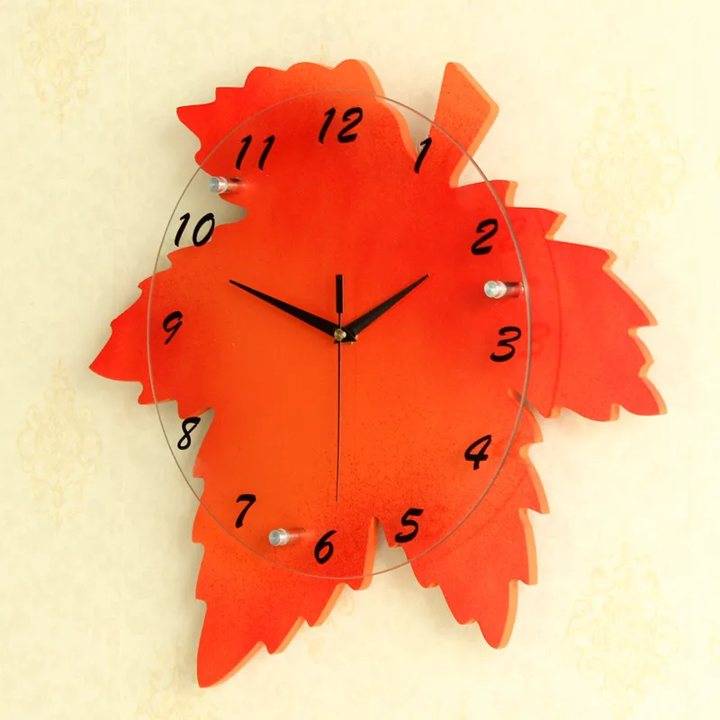 Mdf Maple Leaf Shaped Cheap Wooden Art Craft Wall Clock Factory - Buy ...