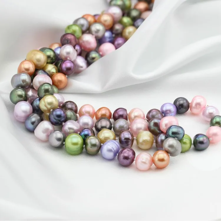 Wholesale Pearl Necklace 8 9mm Potato A Colorful Long Inch Natural
