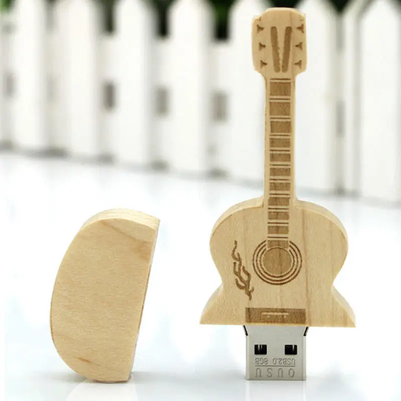 Wholesale Gifts Wood Guitar Shape USB Flash Drive 32GB