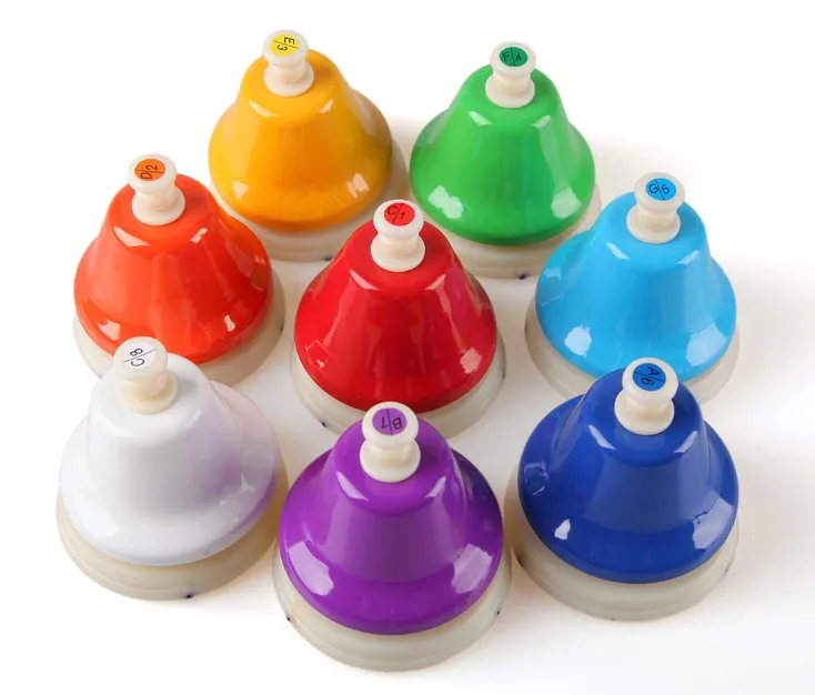 8 Different Tones Musical Instrument Percussion Bells Set Hand Bells ...