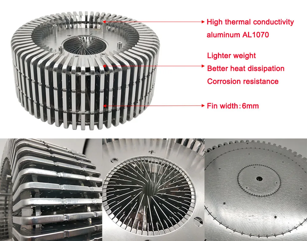 Cylindrical LED Pin Fin Aluminum Heatsink - 100W to 200W