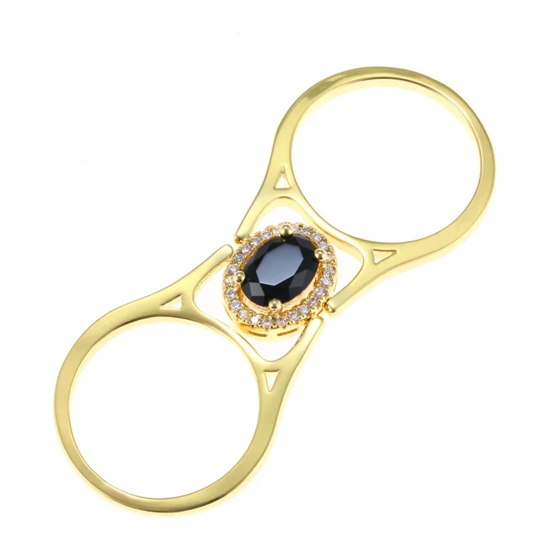 Wholesale Unique Two-sided Stone Jewelry Rings For Women Gold Color ...