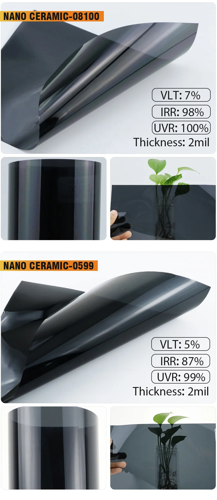 50% VLT Black Color Best Quality Nano Ceramic Car Window Tint Film ...