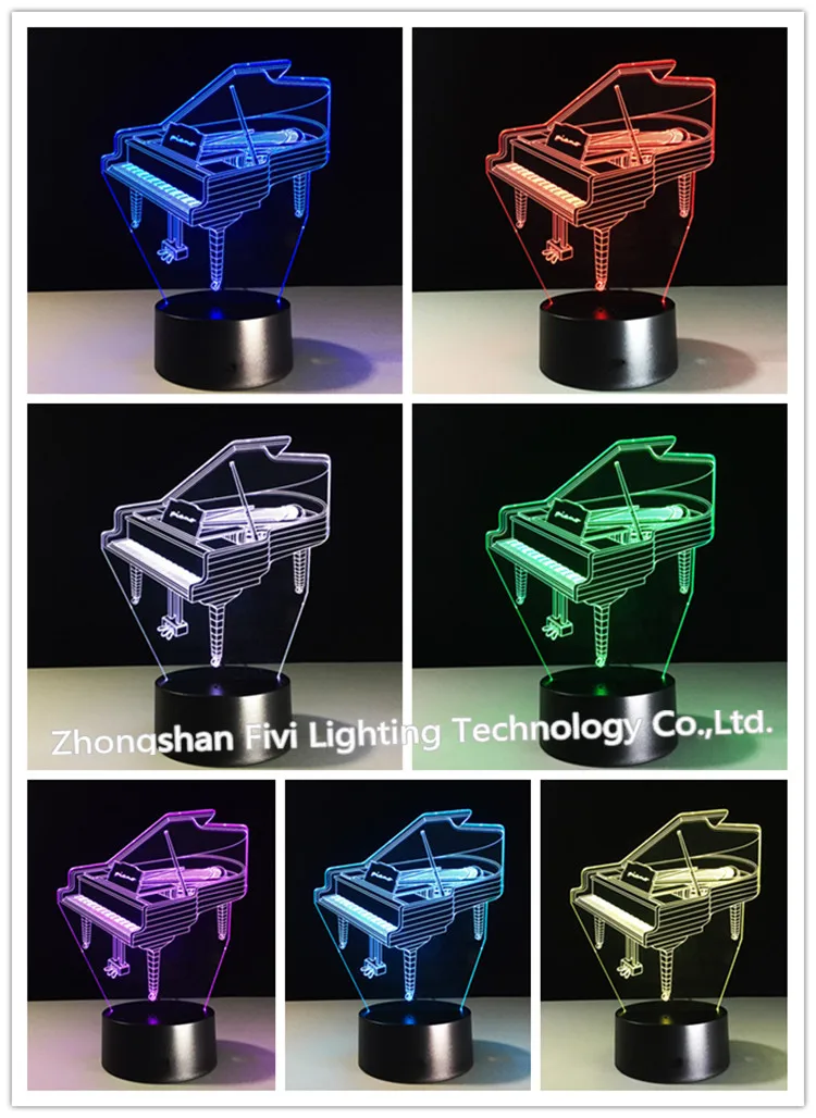 Music Instrument Retro Piano 3D USB LED Lamp - 7 Colors