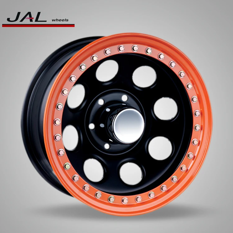 15x8 Orange Lip Beadlock Steel Car Wheels Rim 4x4 Offroad Rims