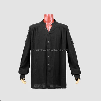 Punk Men Linen Shirts With Puff-sleeved Punk Rave New Style Clothing ...