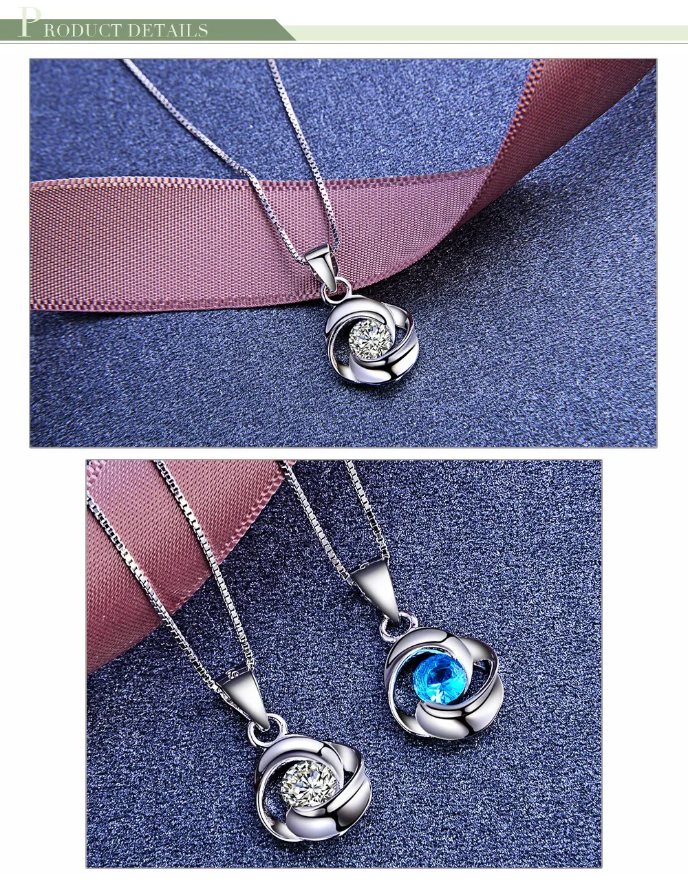 925 Sterling Silver Korean Necklace Fashion Pendant Chain Necklace ...