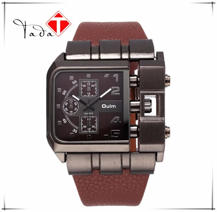 Oulm 3364 Luxury Brand Wrist Watch Square Dial Wide Strap Men's Quartz ...