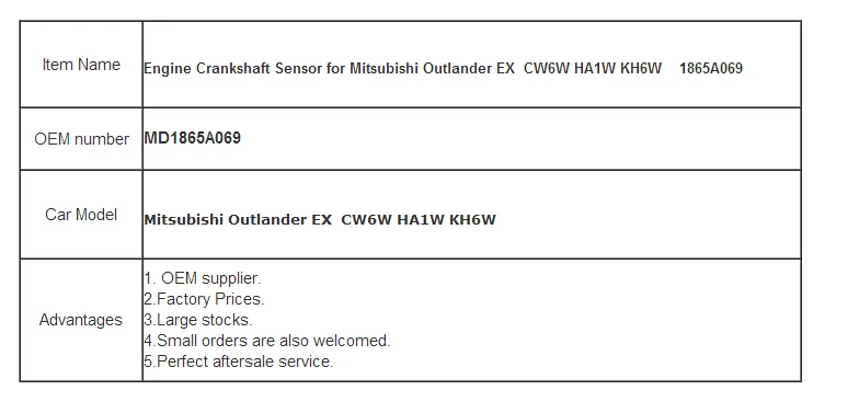 Engine Crank Angle Sensor For Mitsubishi Outlander Ex Cw6w Ha1w Kh6w ...