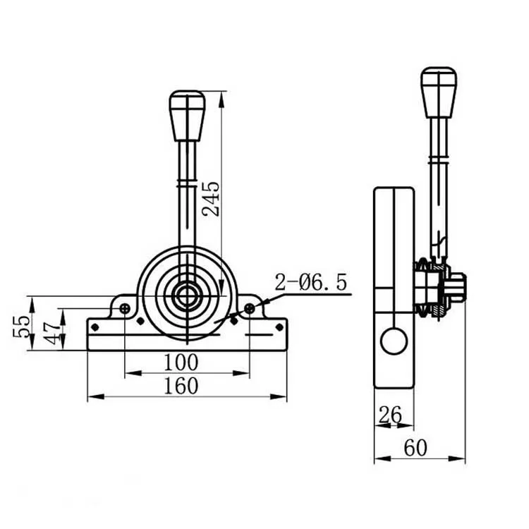 GJ1101 Dump Truck Shift Control Lever - Push Pull Cable