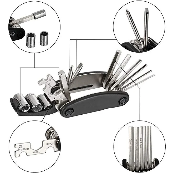 16 In 1 Multi-function Bike Bicycle Cycling Mechanic Repair Tool Kit ...