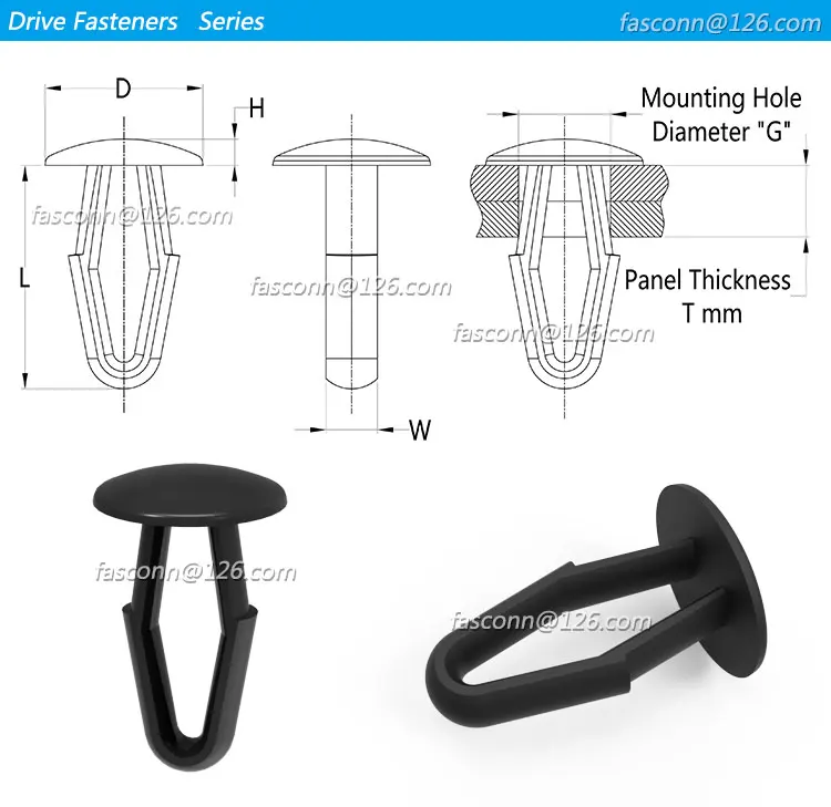 Plastic Locking Drive Fasteners - Reliable Snap-in Rivets