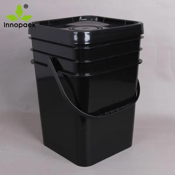 Cheaper Competitive Food Grade 5 Gallon Black Square Plastic Bucket ...