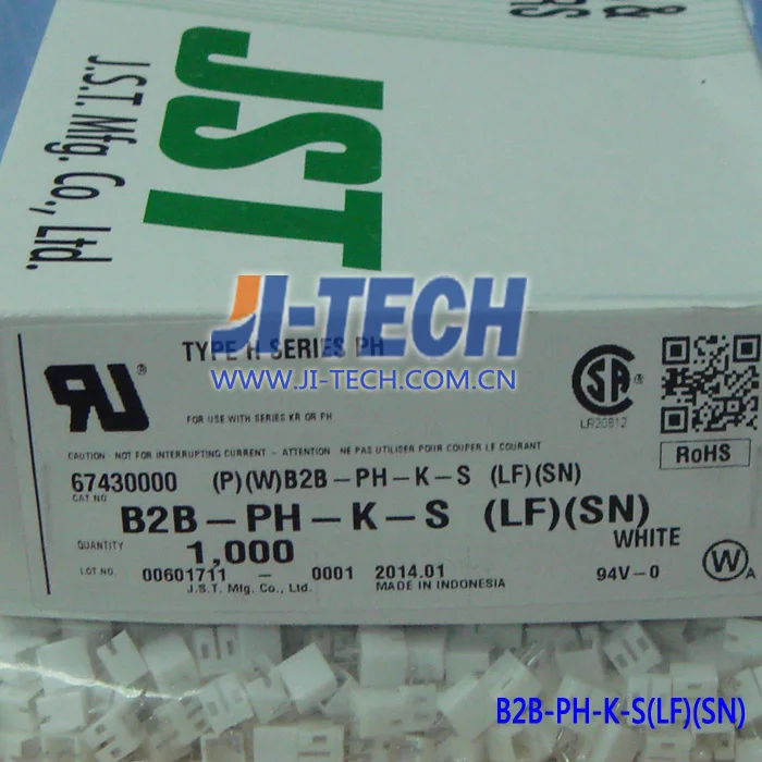 Jst 2.0mm Pitch Ph Series 2 Pin Wafer Connector B2b-ph-k-s(lf)(sn) Wire To Board Connector For ...