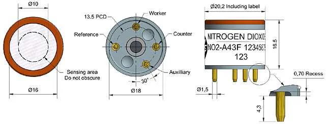 Alphasense 공기 품질 센서 No2 센서 이산화질소 센서 4 전극 No2-a43f - Buy No2 센서,질소 가스 센서 ...