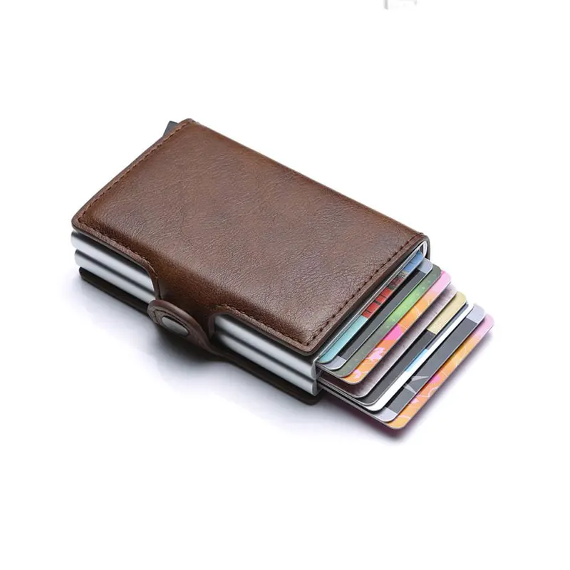 Factory New Design Pu Leather Pop Up Card Wallet With Double Aluminium ...