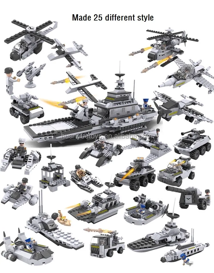 Military Building Blocks Set - 25 COGO Construction Toy Vehicles