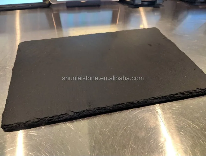 Natural Edge Round Black Slate Charger Plate For Dinner Serveware - Buy ...