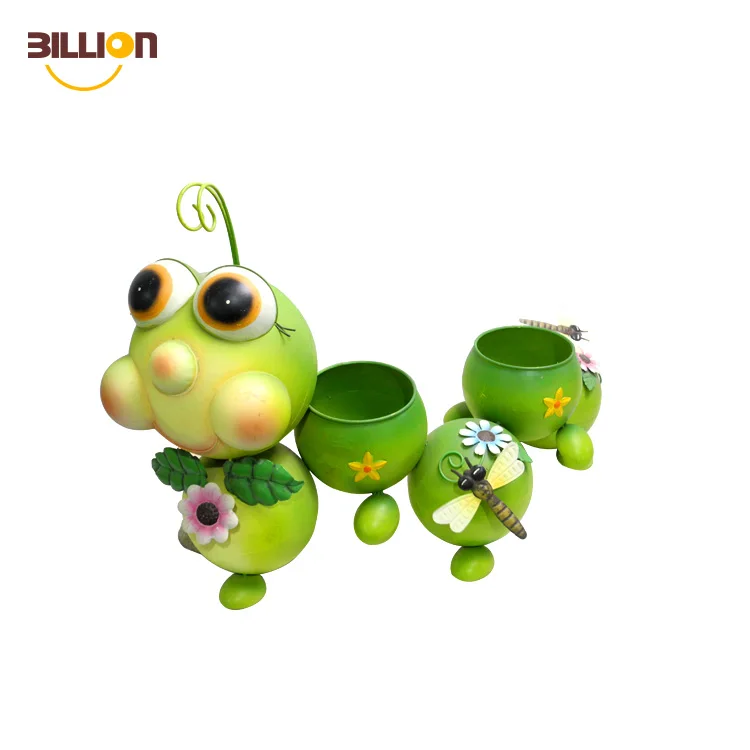 Garden Decoration Patio Metal Caterpillar Planter Lawn Yard Statue ...